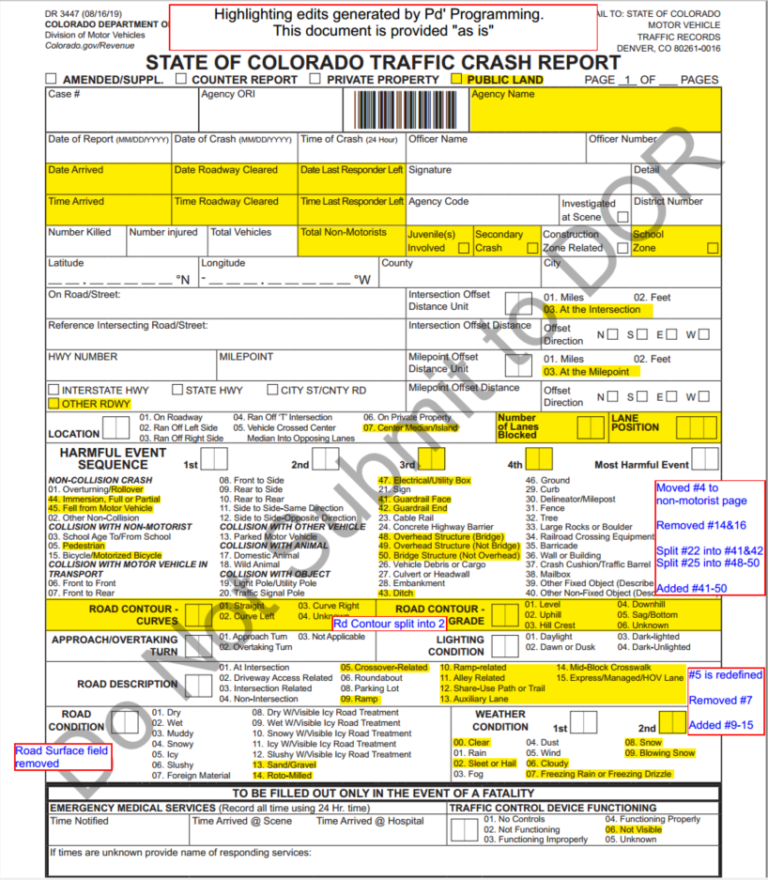 Colorado Form Changes at a glance – Pd' Programming, Inc.